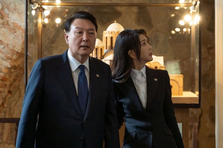 President Of The Republic Of Korea Yoon Suk Yeol With His Wife Kim Keon