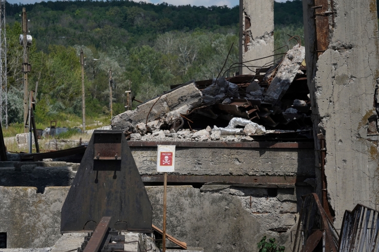 Oskil dam destroyed as a result of the russian war in Ukraine, Kharkiv ...