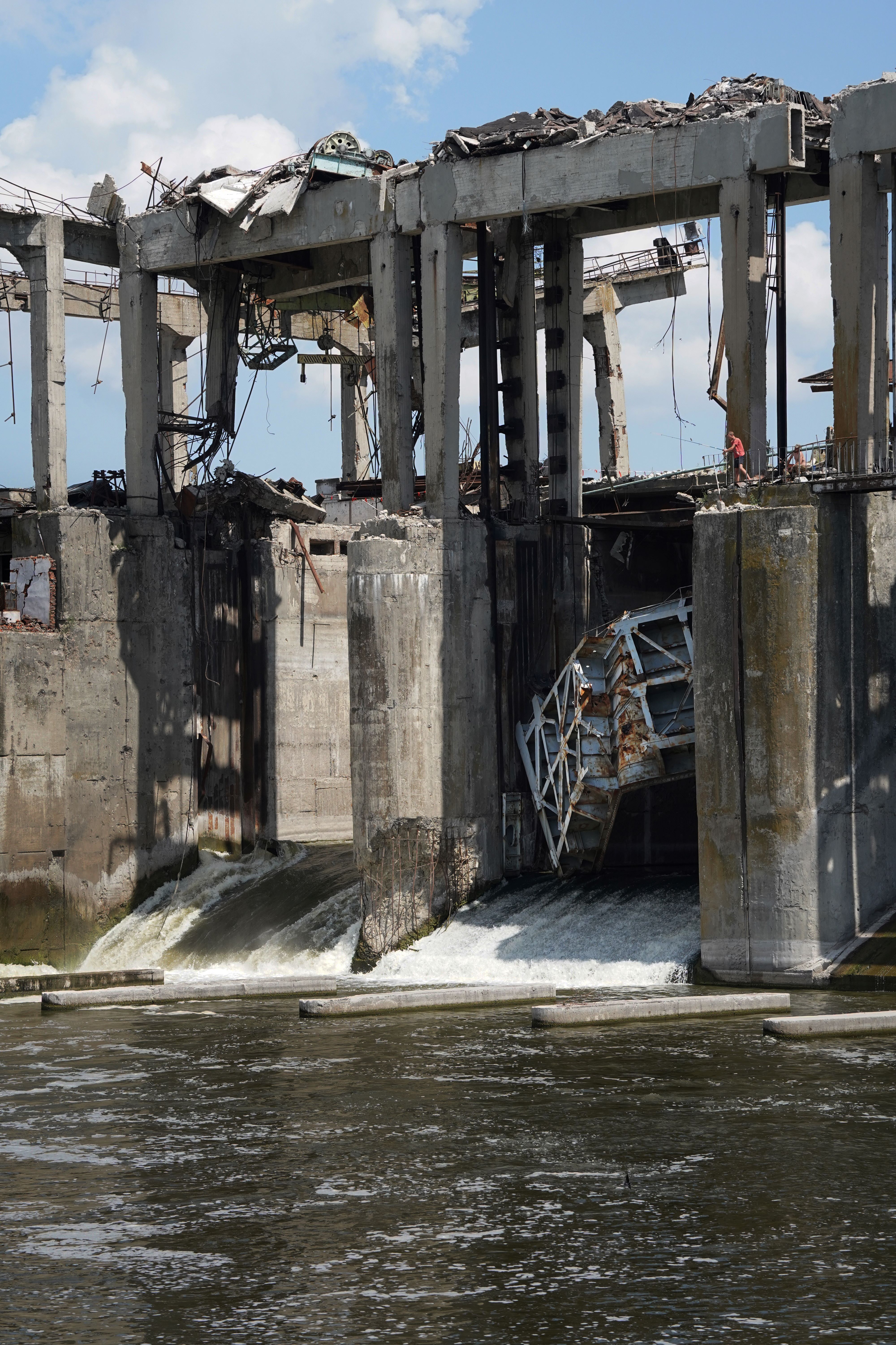 Oskil dam destroyed as a result of the russian war in Ukraine, Kharkiv ...