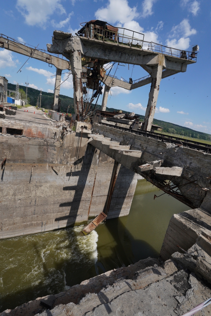 Oskil dam destroyed as a result of the russian war in Ukraine, Kharkiv ...